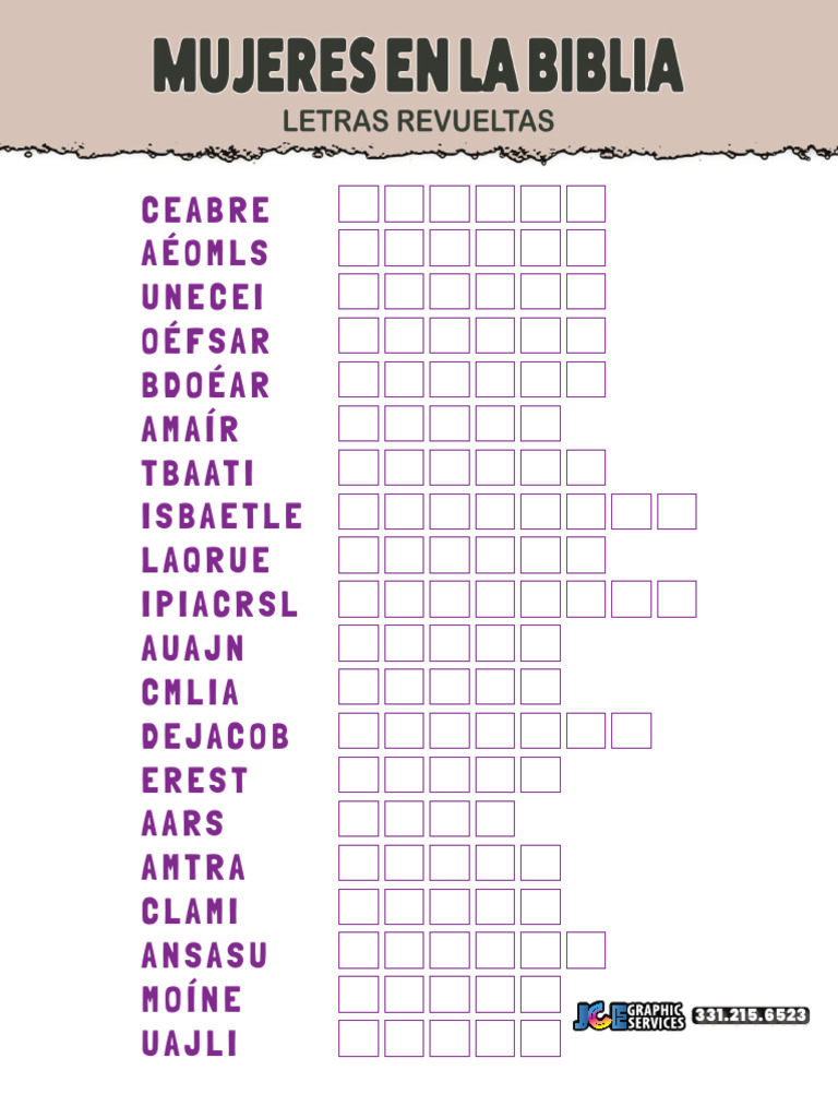Letras Revueltas Mujeres en La Biblia Para Imprimir | PDF