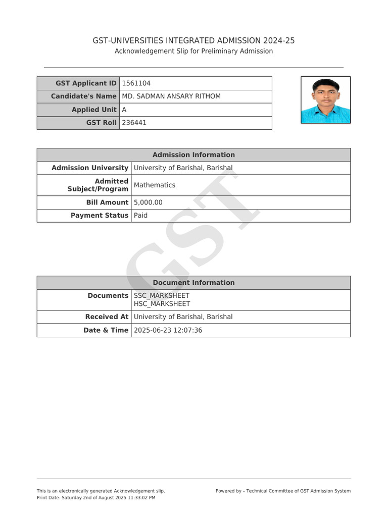 Acknowledgement Slip 236441 | PDF