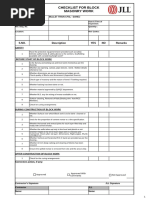 Checklist-Block Masonry Work: Pre Block Masonary Checks | PDF