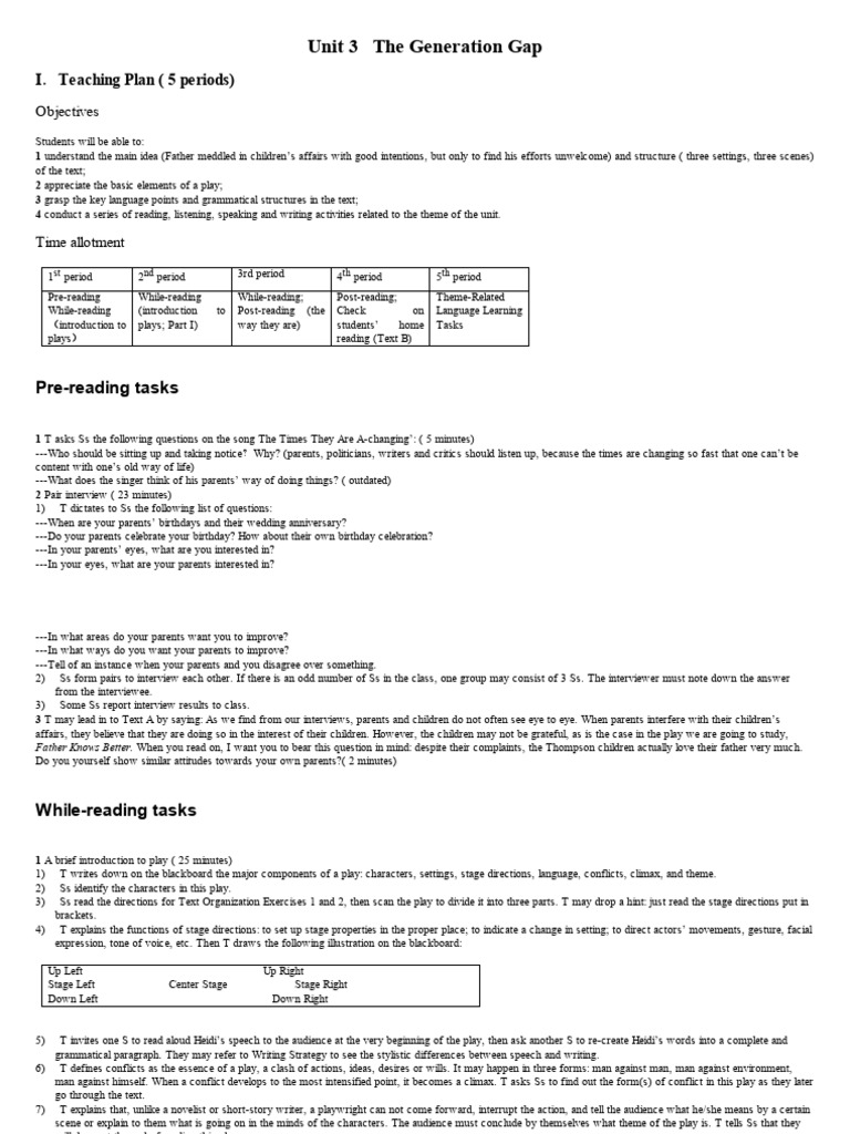 Understanding the Generation Gap in Plays | PDF