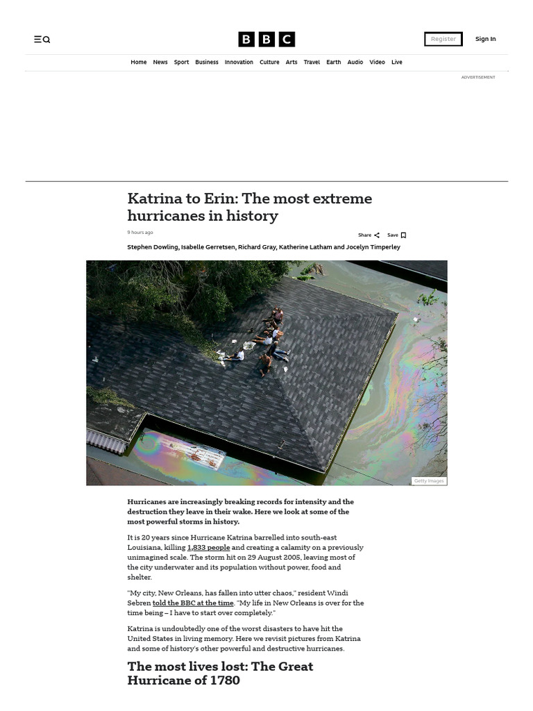 Katrina To Erin - The Most Extreme Hurricanes in History | PDF ...