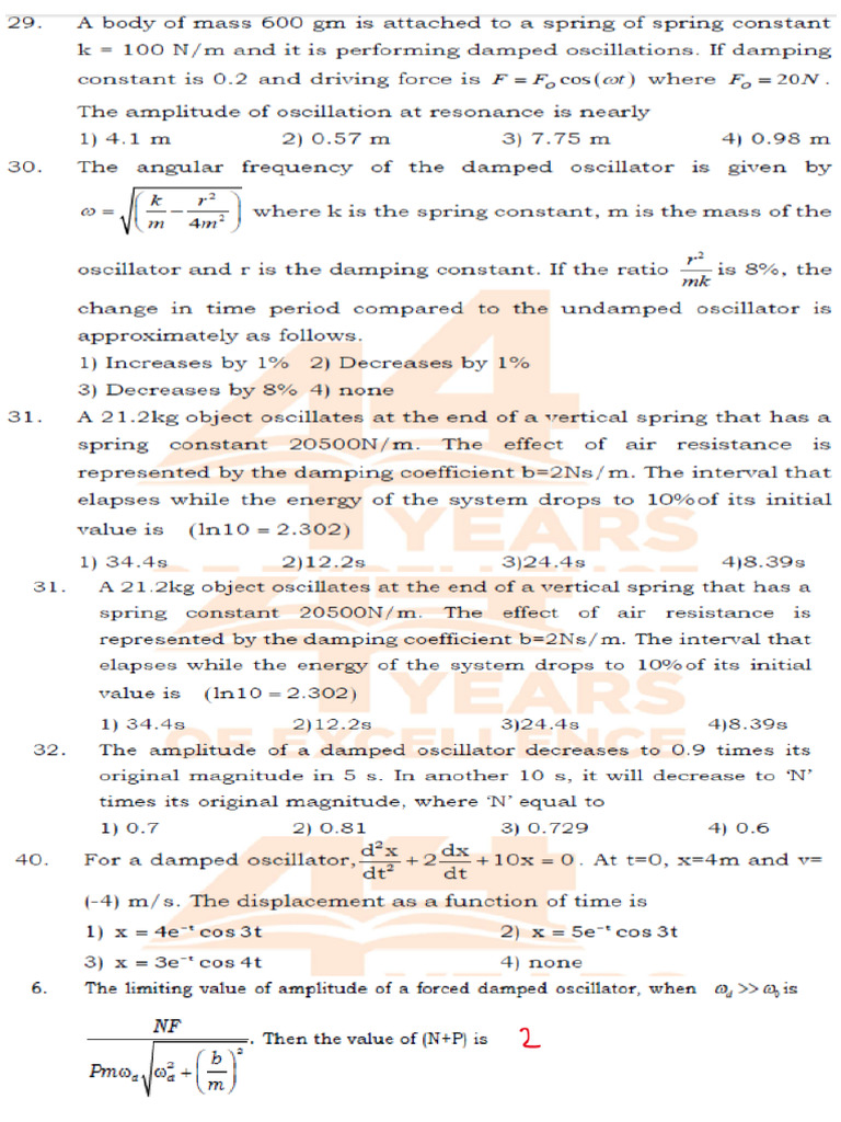 Superposition of SHM and Damping TWT B9H | PDF