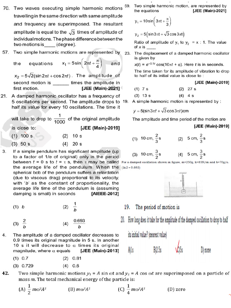 Superposition of SHM and Damping TWT | PDF