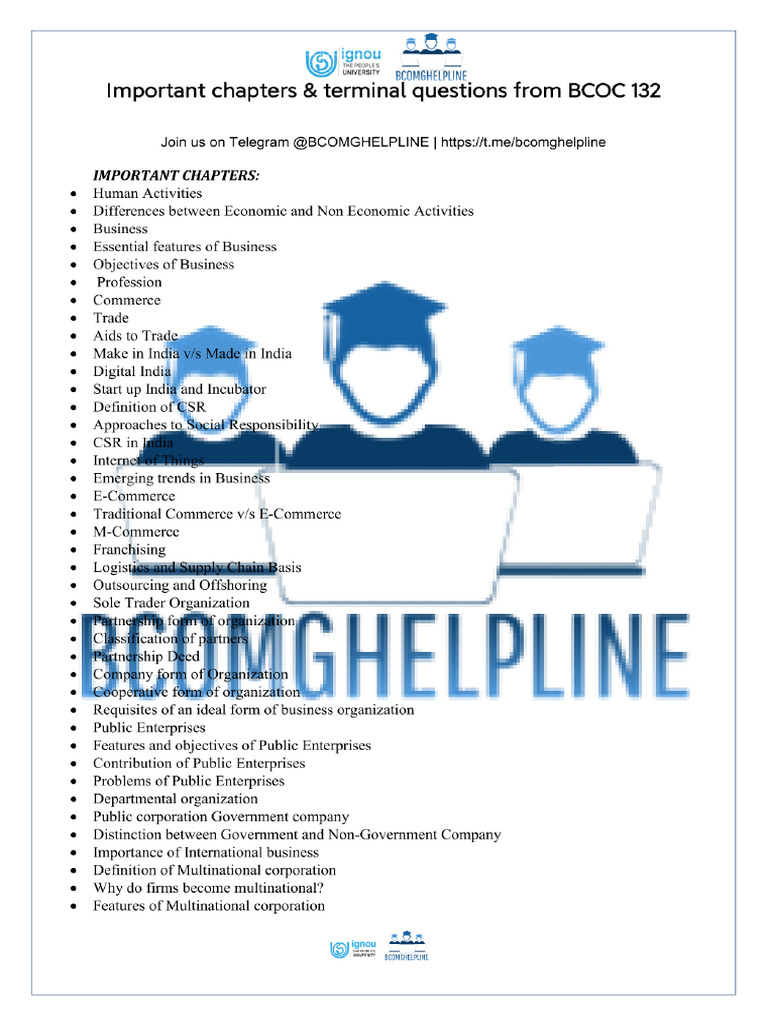 @BCOMGHELPINE BCOC 132 Important Chapters Terminal Questions | PDF