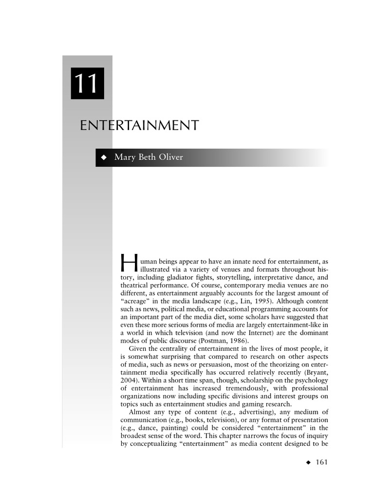 Oliver - Entertainment | PDF | Hedonism | Affect (Psychology)
