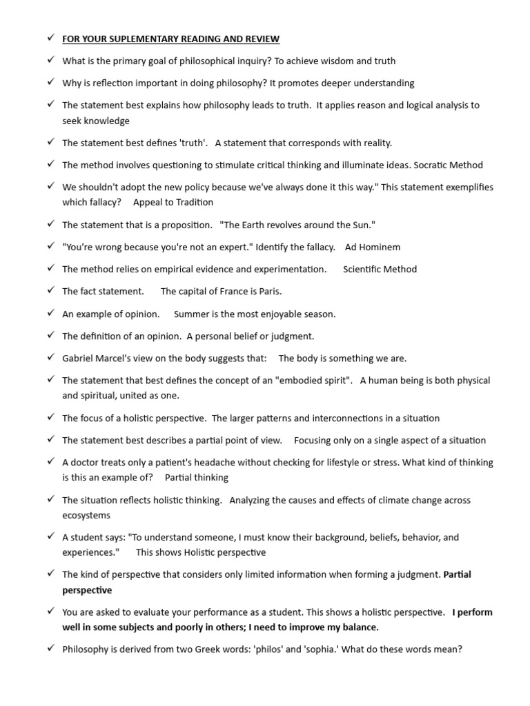 Key Concepts in Philosophy and Ethics | PDF | Truth | Thought