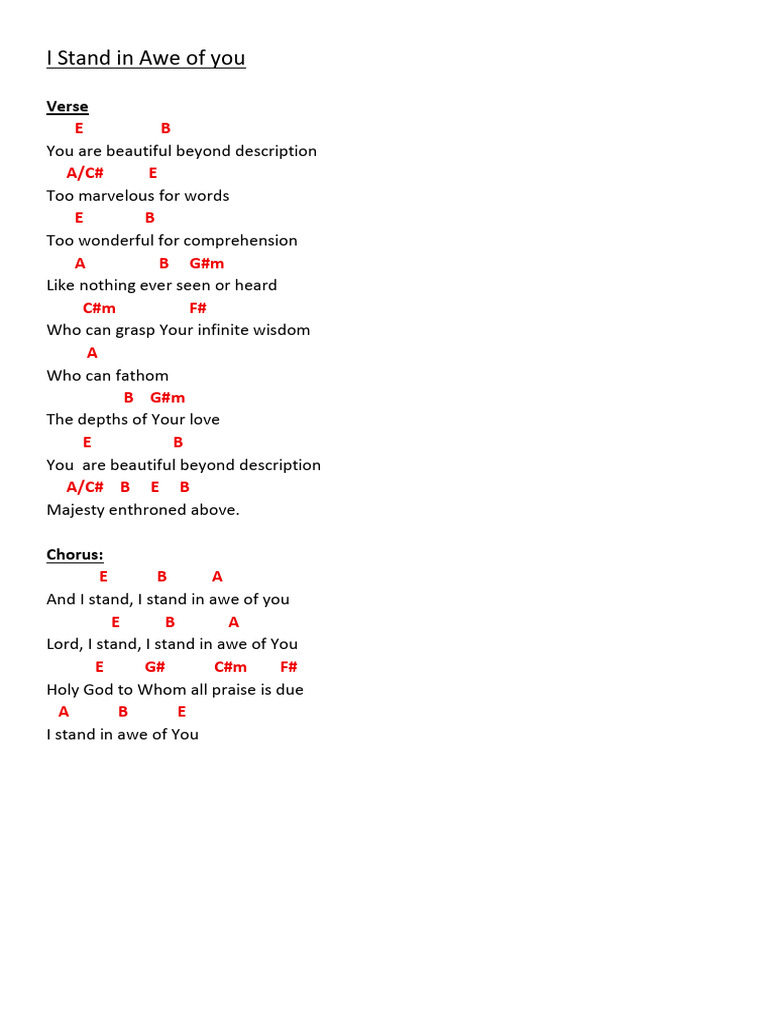 I Stand in Awe Chords and Lyrics | PDF