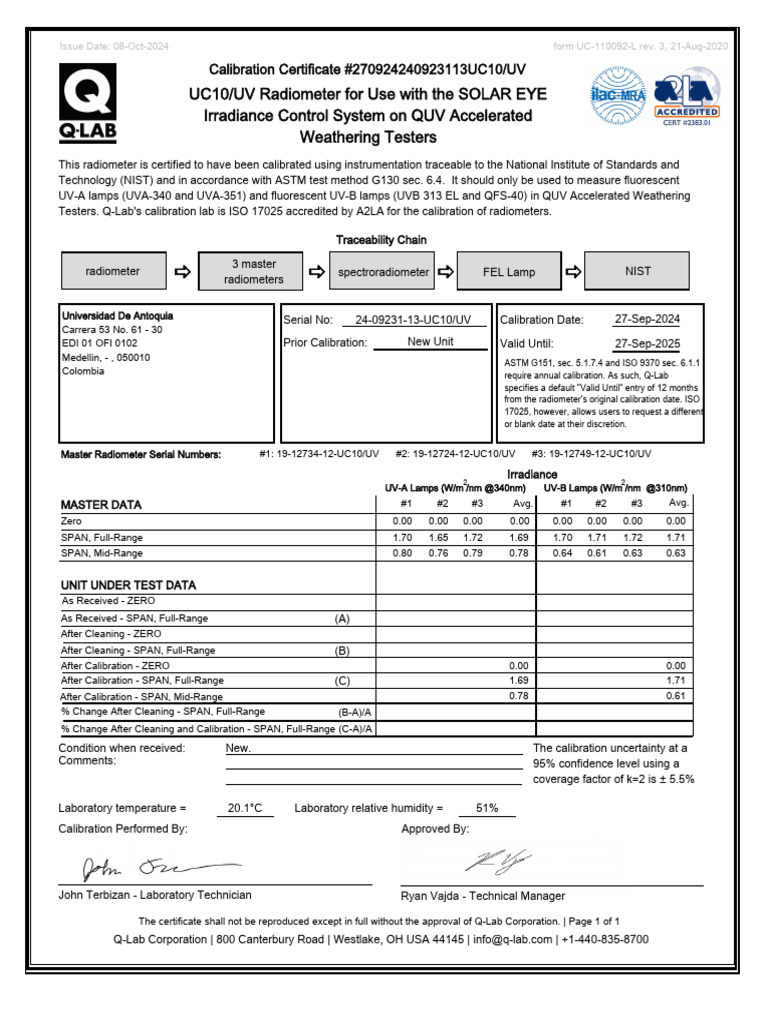 NIST-Traceable UV Radiometer Calibration | PDF | Ultraviolet | Calibration