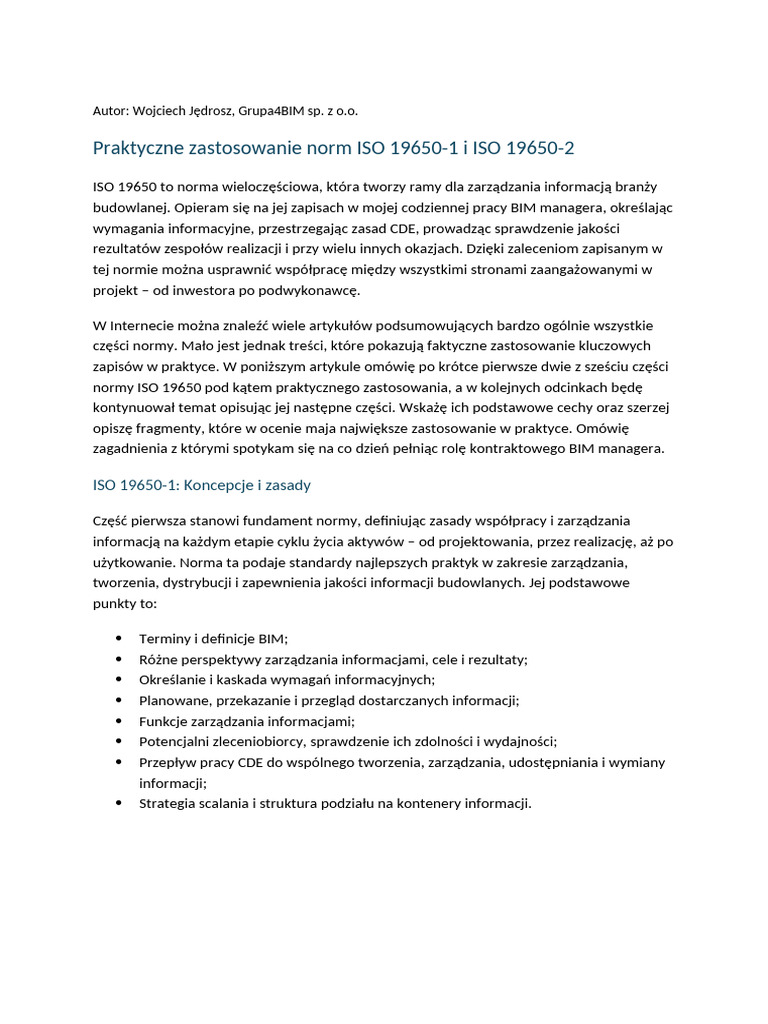 #4 Praktyczne Zastosowanie Norm ISO 19650-1 I ISO 19650-2 | PDF