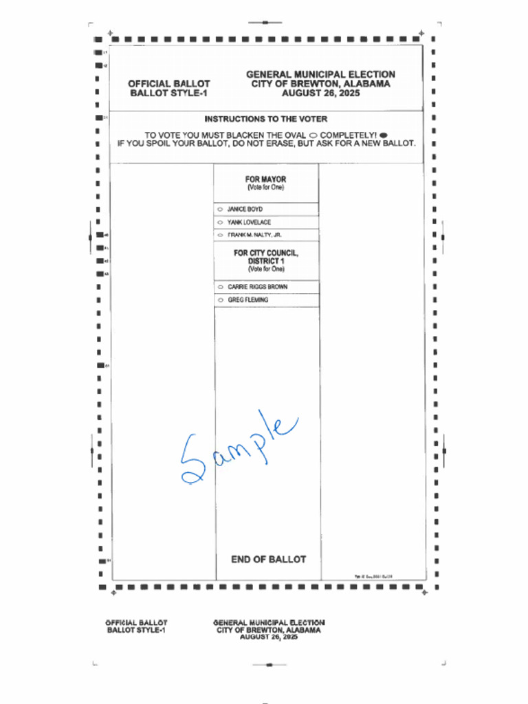 Brewton Sample Ballot | PDF