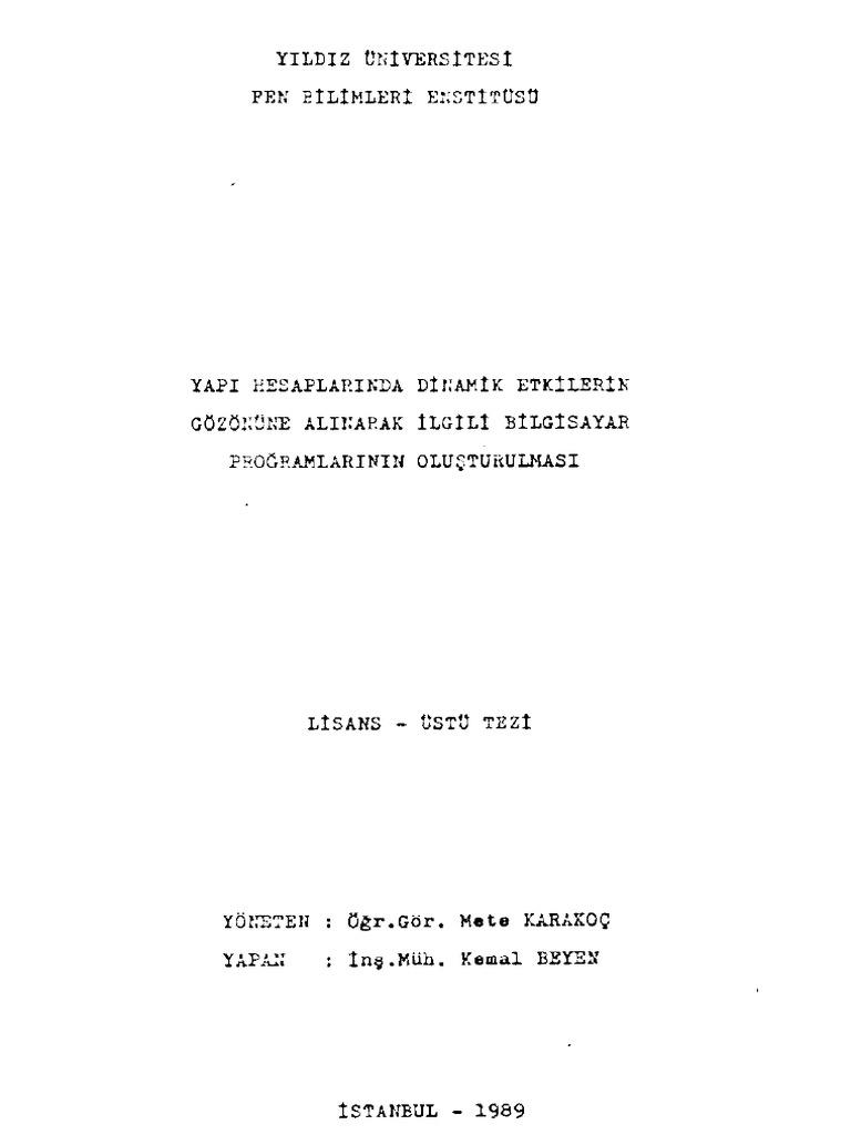 Master Thesis YTU 1989 | PDF