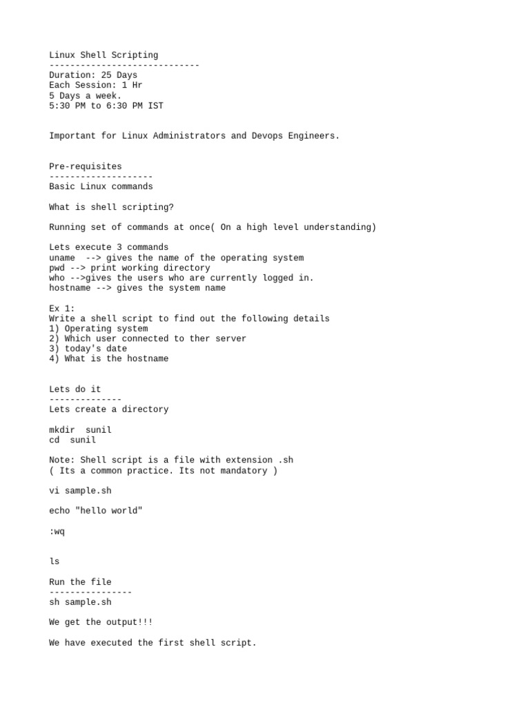 Linux Shell Scripting Overview | PDF | System Software | Software