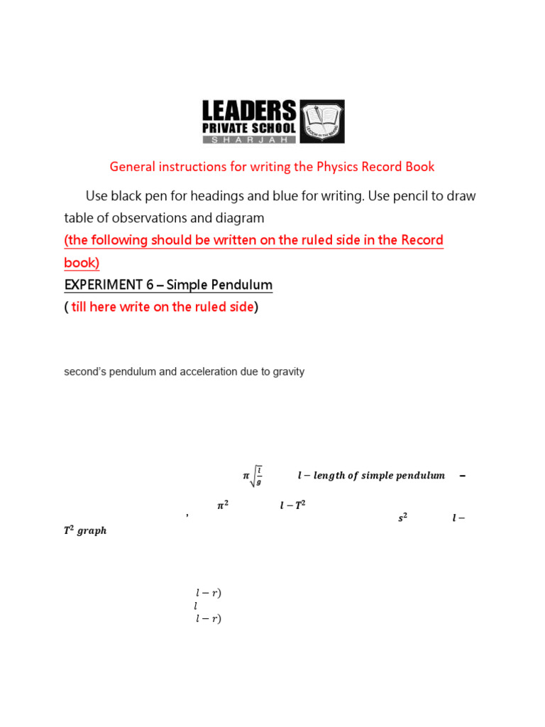 Grade 11 Practical Physics | PDF | Pendulum | Force