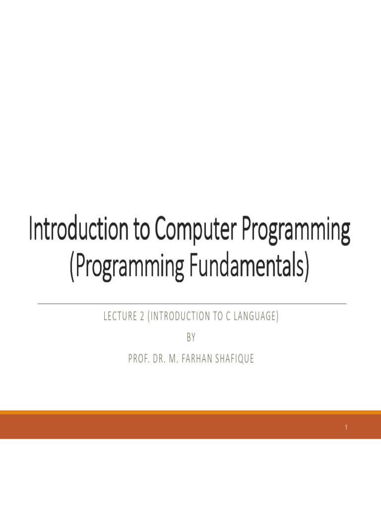 Lec2 - Introduction To C Language | PDF | C (Programming Language) | Computer Program