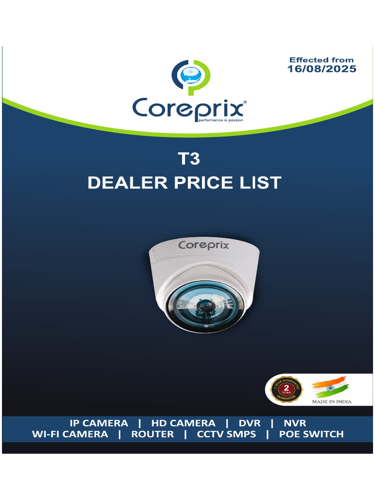 COREPRIX T3 Dealer Price List Rajasthan T3 (1) - Compressed | PDF