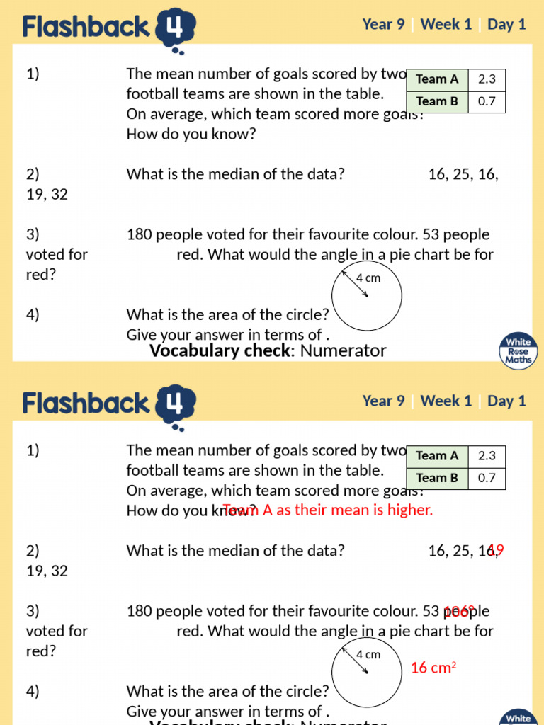 Year 9 Math Week 1 & 2 Exercises | PDF | Circle | Area