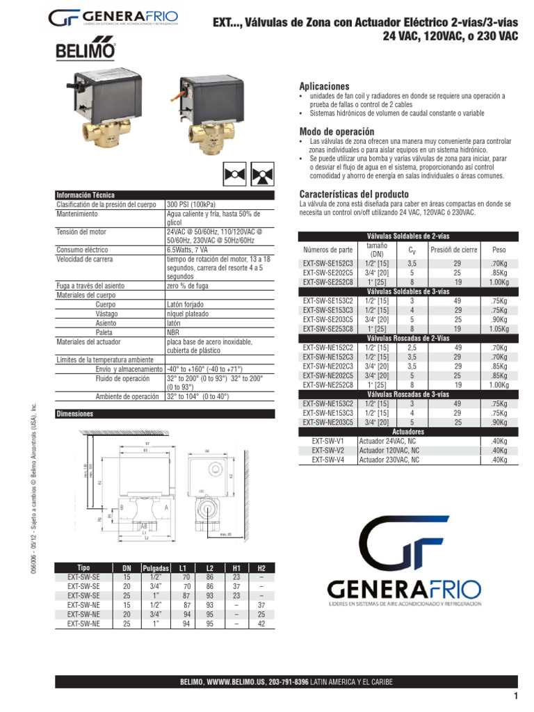 Actuador Belimo EXT SW V1 | PDF | Ingeniería mecánica