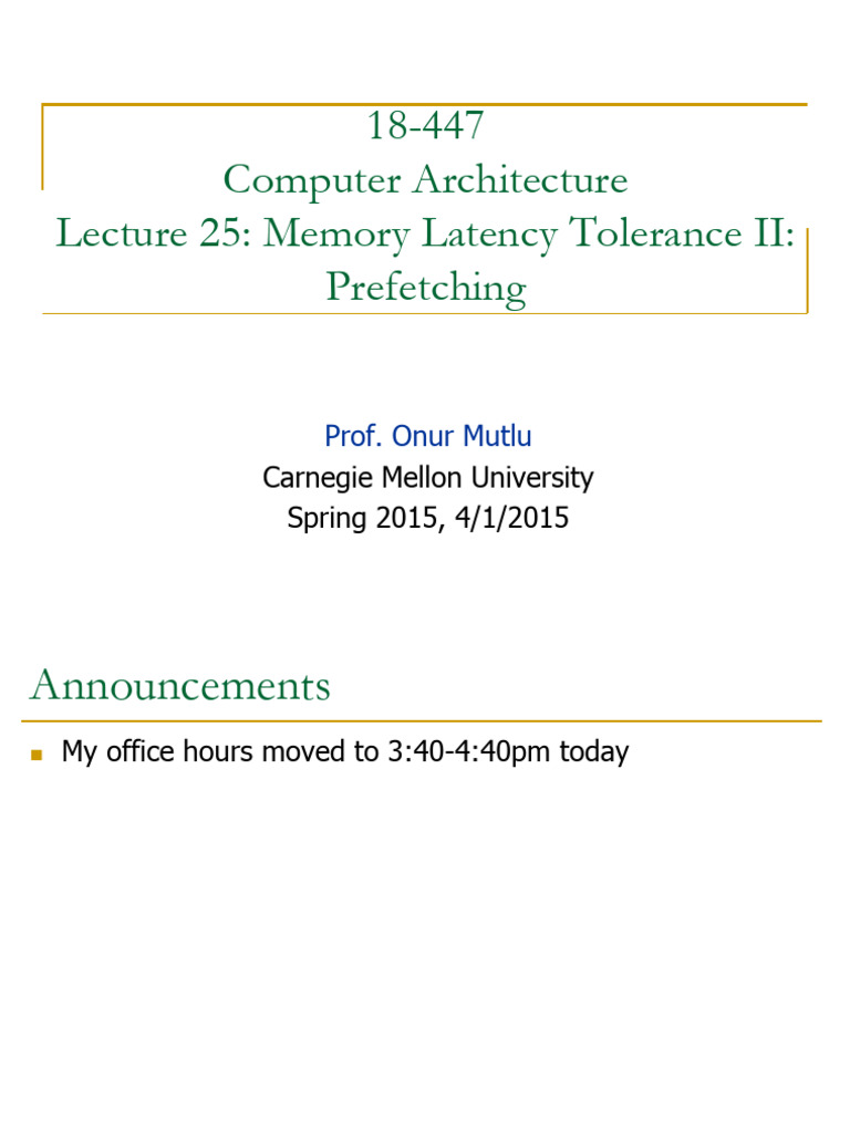 Memory Latency Tolerance: Prefetching Techniques | PDF | Cpu Cache ...