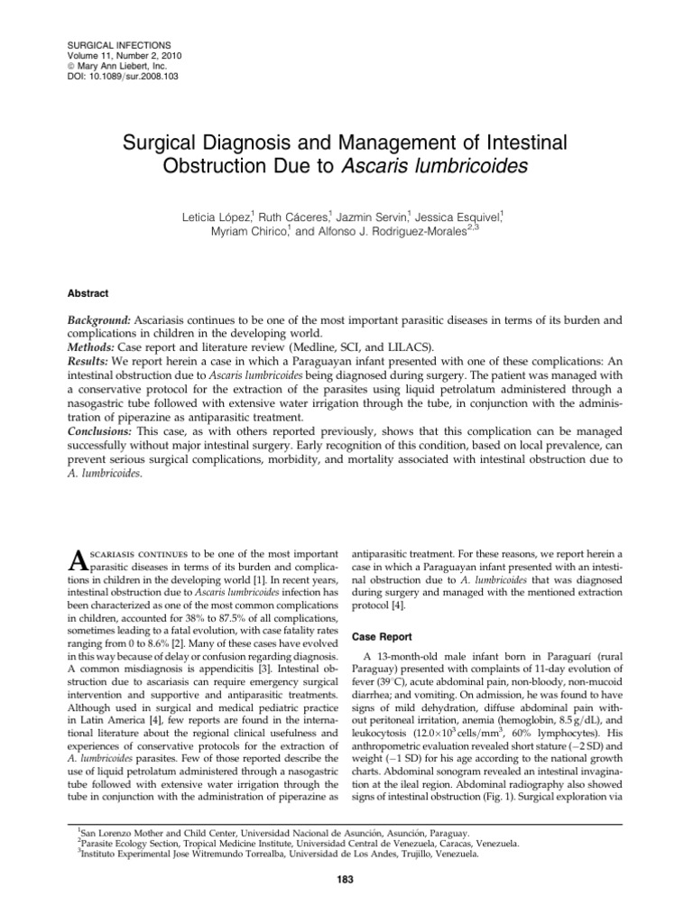 Surgical Diagnosis and Management of Intestinal Obstruction Due To ...