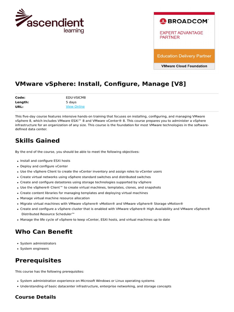 Vmware Vsphere Install Configure Manage v8 | PDF | Virtual Machine | V Mware