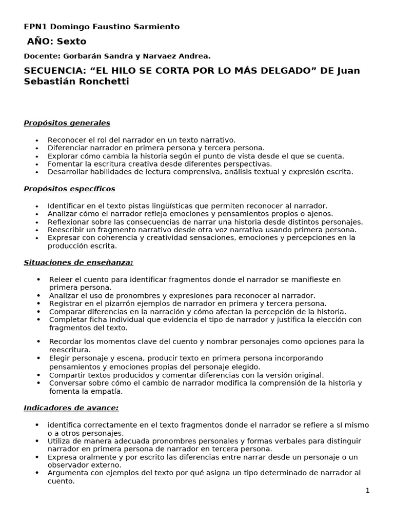 El Hilo Se Corta Por Lo Más Delgado | PDF | Narración | Cuentos