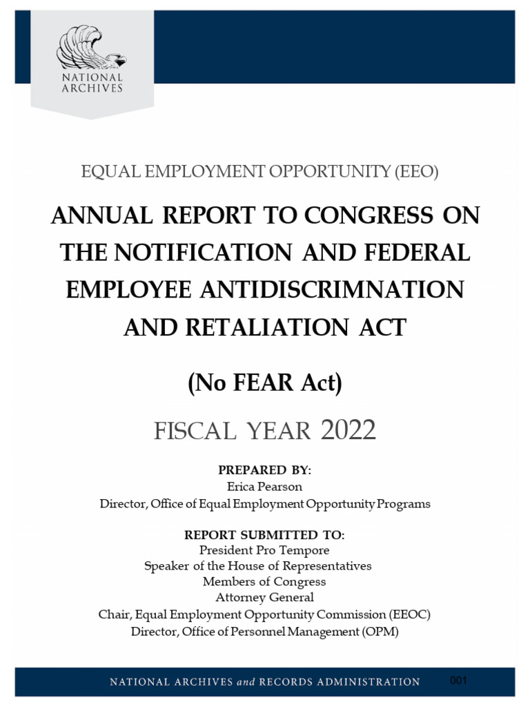 Final Nara Fy 2022 Annual Report To Congress On The No Fear Act Signed ...
