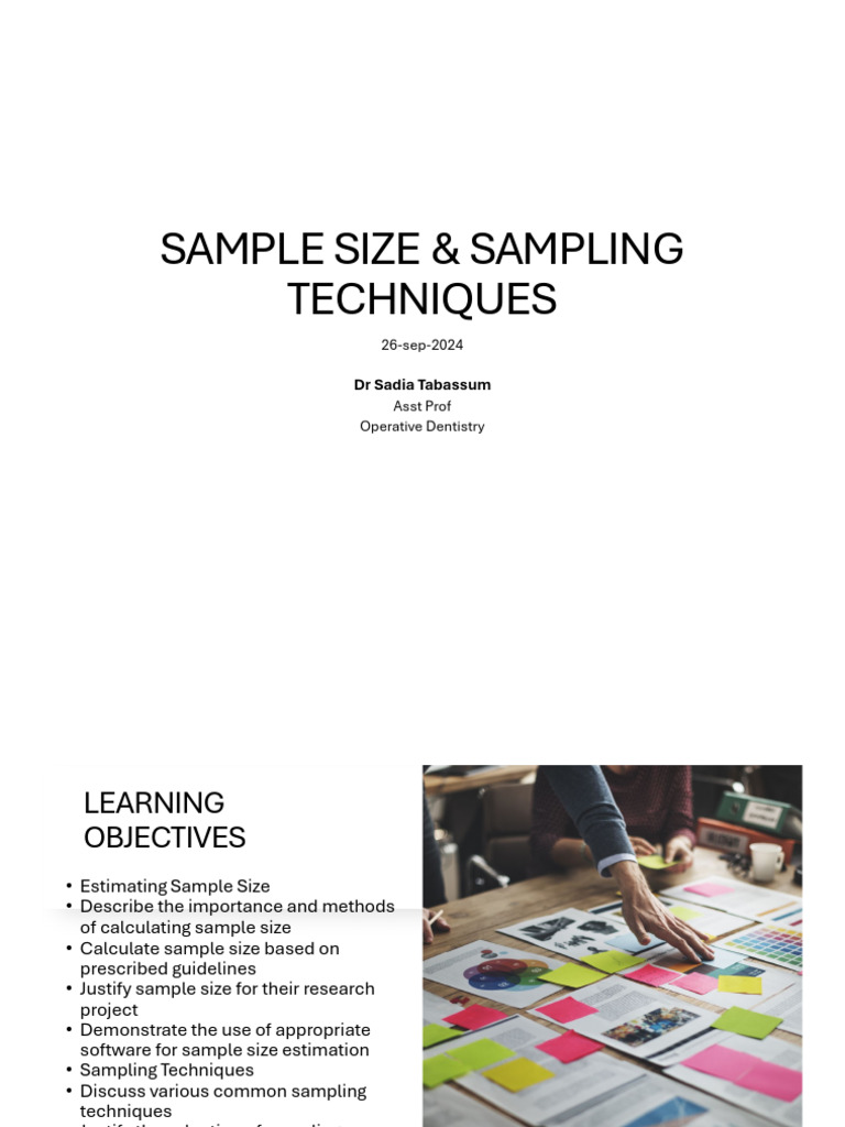 Sample Size and Sampling Techniques | PDF | Sampling (Statistics) | Effect Size