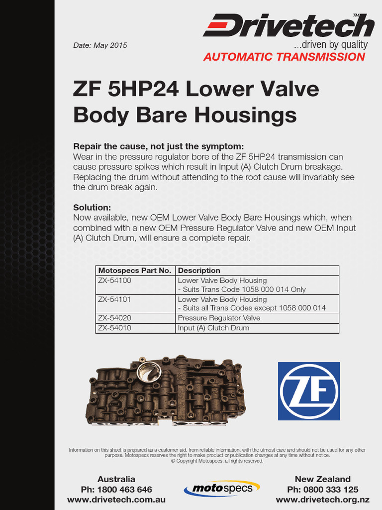 ZF 5HP24 Valve Body Repair Solutions | PDF