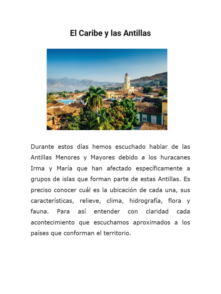 Características de las Antillas | PDF | Antillas Mayores | Antillas