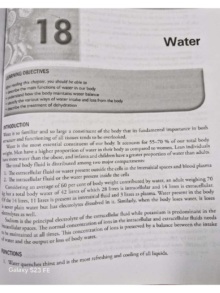 Unit 2 Functions of Water | PDF