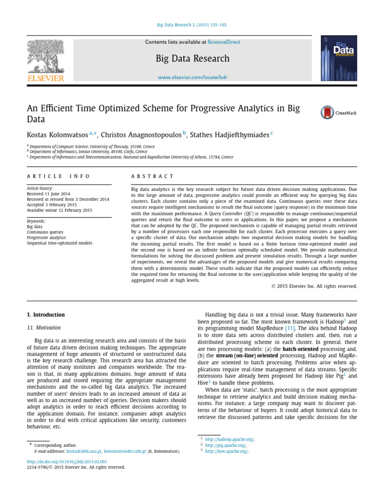 An Efficient Time Optimized Scheme For Progressive Analytics in Big ...