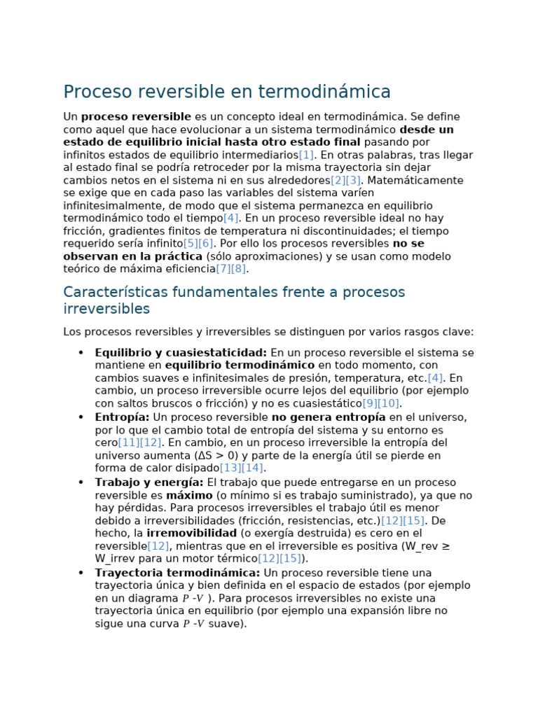 Proceso Reversible en Termodinámica | PDF | Termodinámica | Entropía