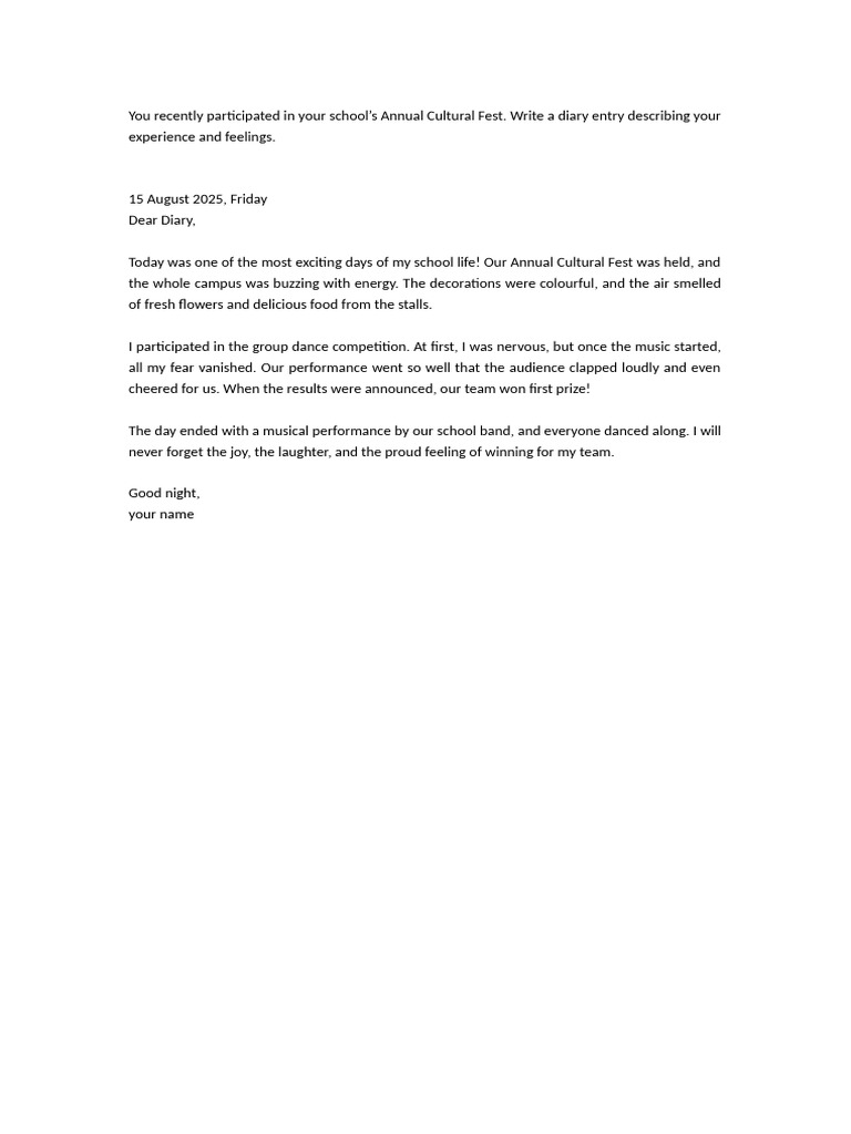 Diary Entry Class 9 | PDF