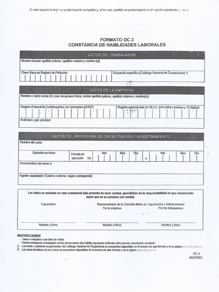 Formato Dc3 Stps | PDF