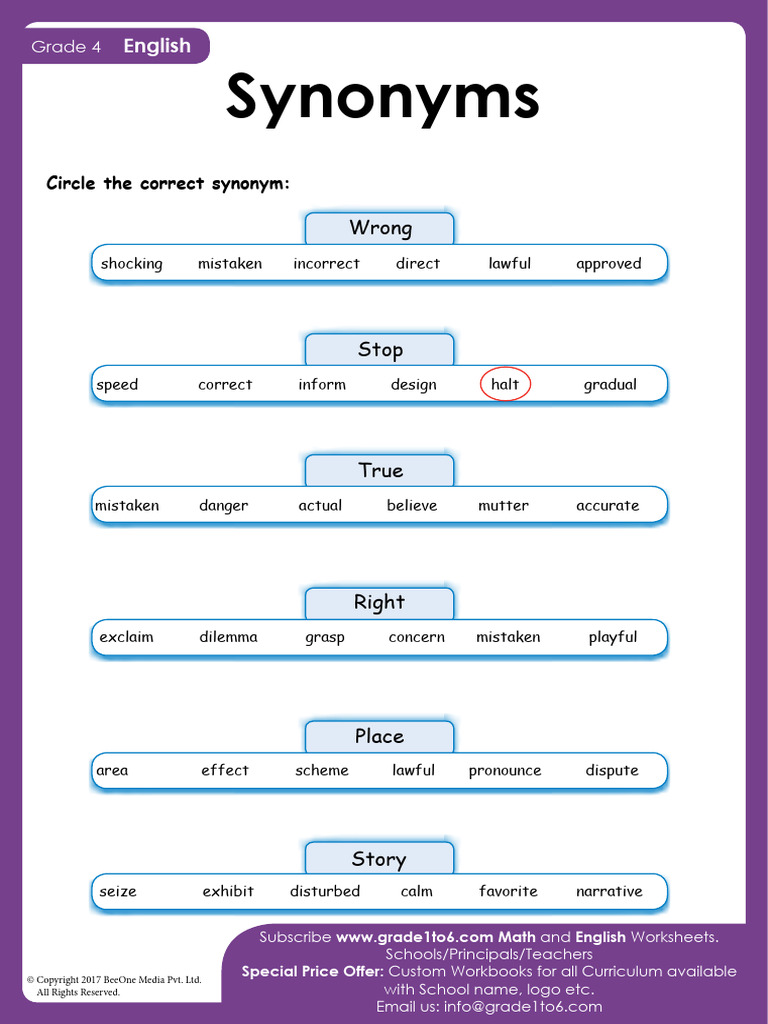 Find The Correct Synonym For The Words | PDF