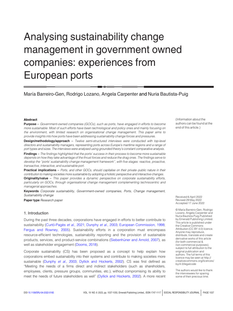 Sustainability Change in European Ports | PDF | Sustainability | Port