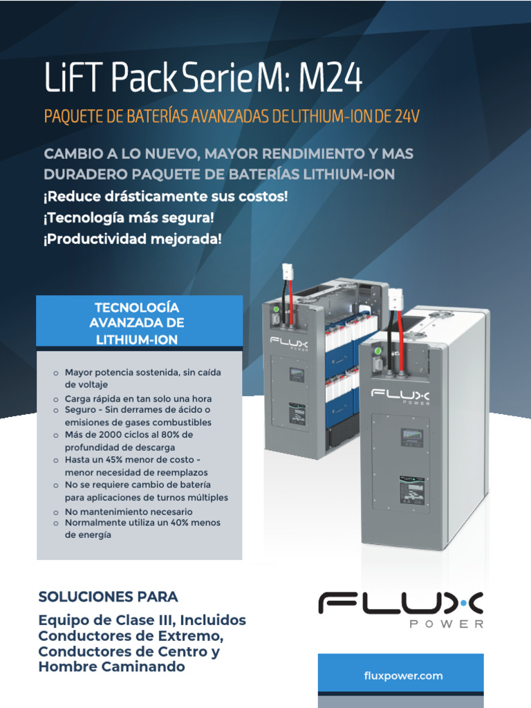 Flux Power LiFt Pack M24 Battery Brochure Spanish Version | PDF ...