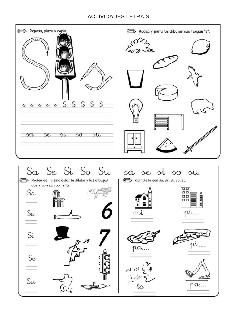 Actividades Letra S | PDF