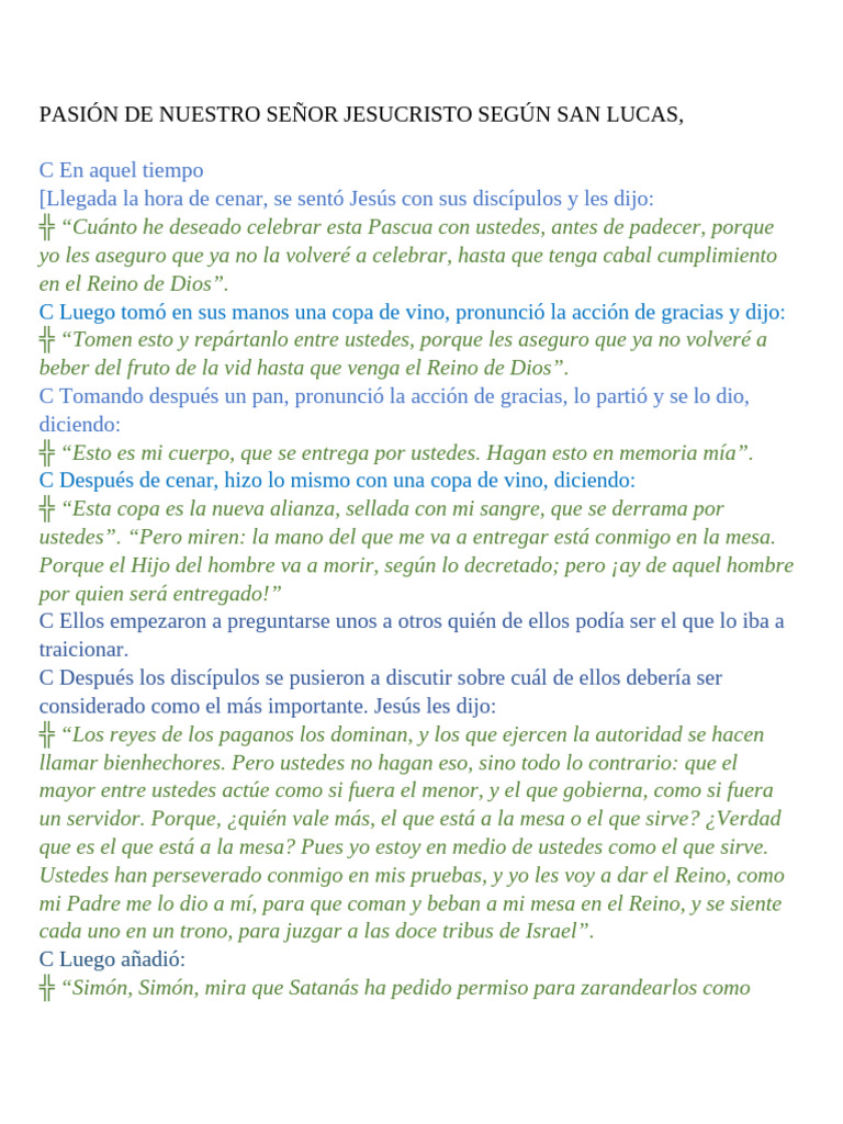 Pasión de Jesucristo según San Lucas | PDF | Jesús | Poncio Pilato
