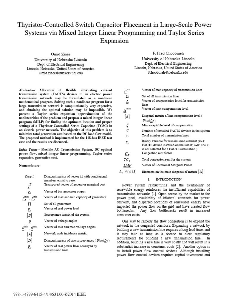 Thyristor-Controlled Switch Capacitor Placement in Large-Scale Power ...