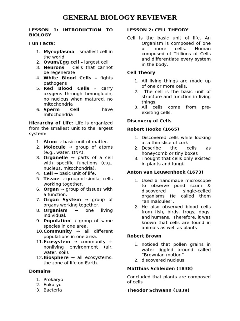 Comprehensive Biology Study Guide | PDF | Cell (Biology) | Carbohydrates