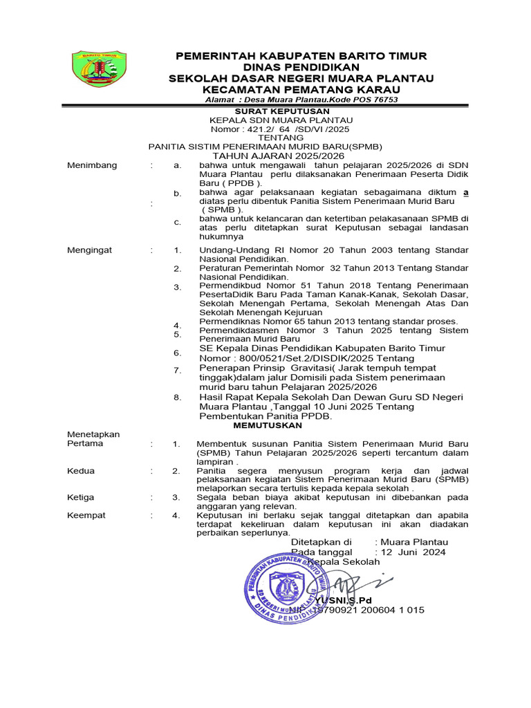 SK Panitia SPMB | PDF