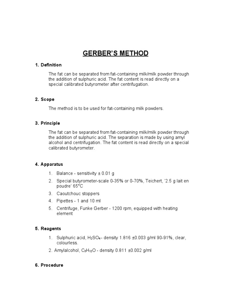Gerber's Method | PDF | Physical Sciences | Chemistry