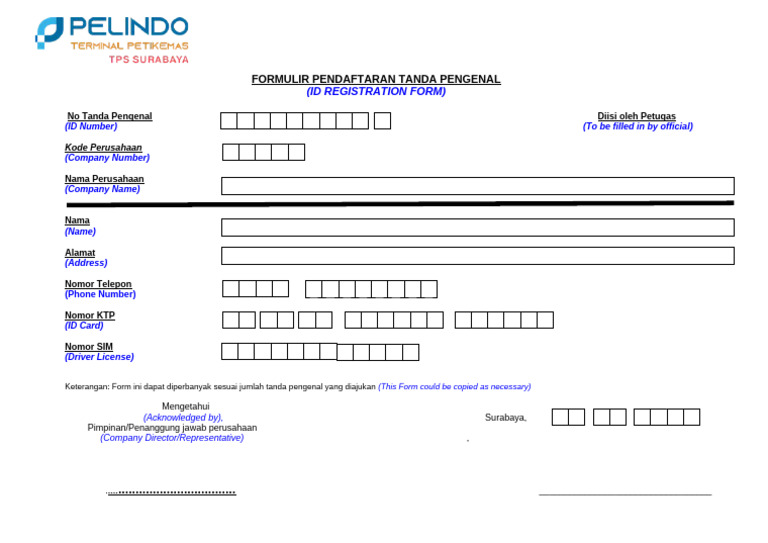 Formulir Pendaftaran ID Perusahaan | PDF