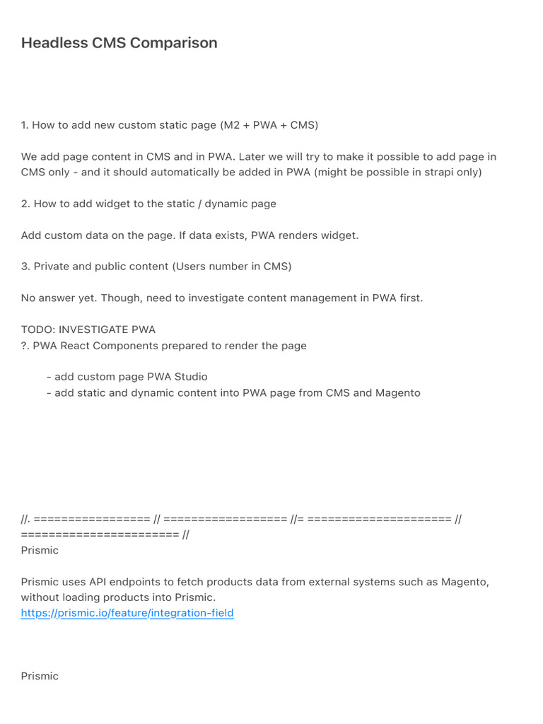 Headless CMS Comparison | PDF