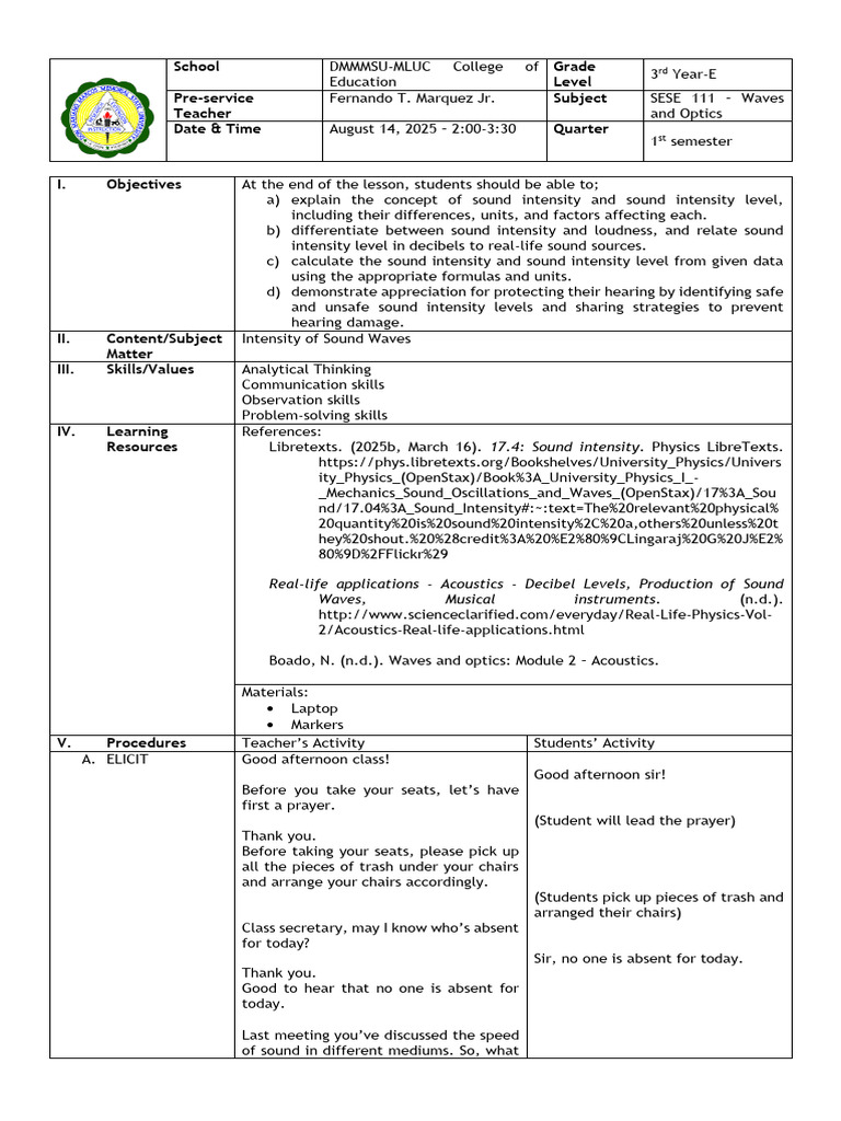 Sound Intensity and Hearing Safety Guide | PDF | Sound | Decibel