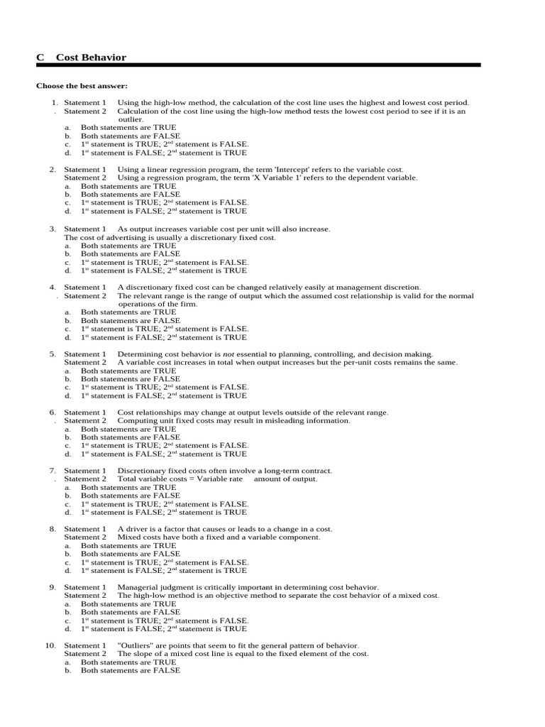 Understanding Cost Behavior Analysis | PDF | Linear Regression ...