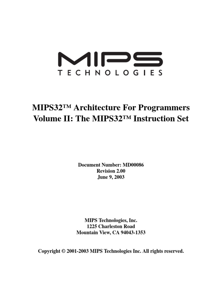 Mips Instruction Set Reference | PDF Mips Instruction Set Reference | PDF