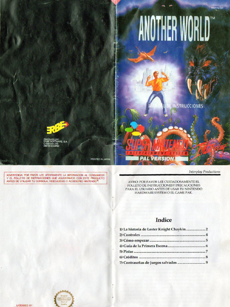 Manual SNES - Another World (ESP) | PDF