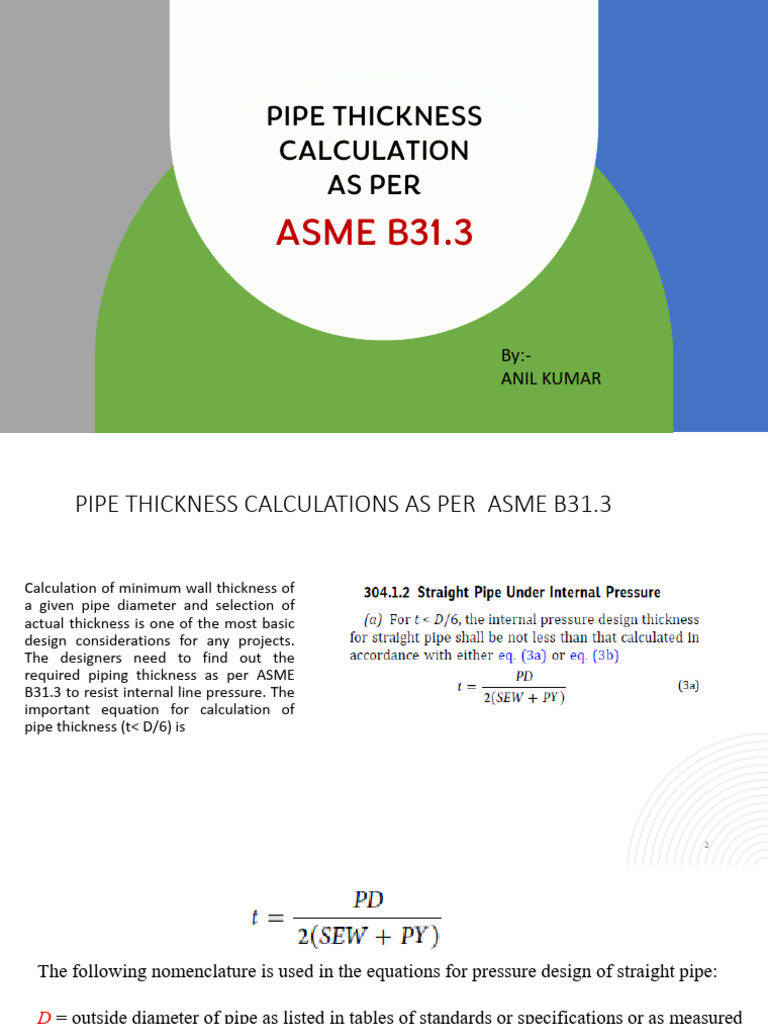 Pipe Thickness Calculations As Per Asme B31.3 | PDF | Pipe (Fluid Conveyance) | Mechanical ...